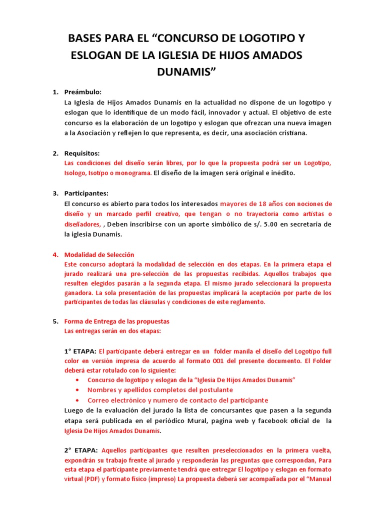 Bases para El Concurso de Logotipo y Eslogan | PDF