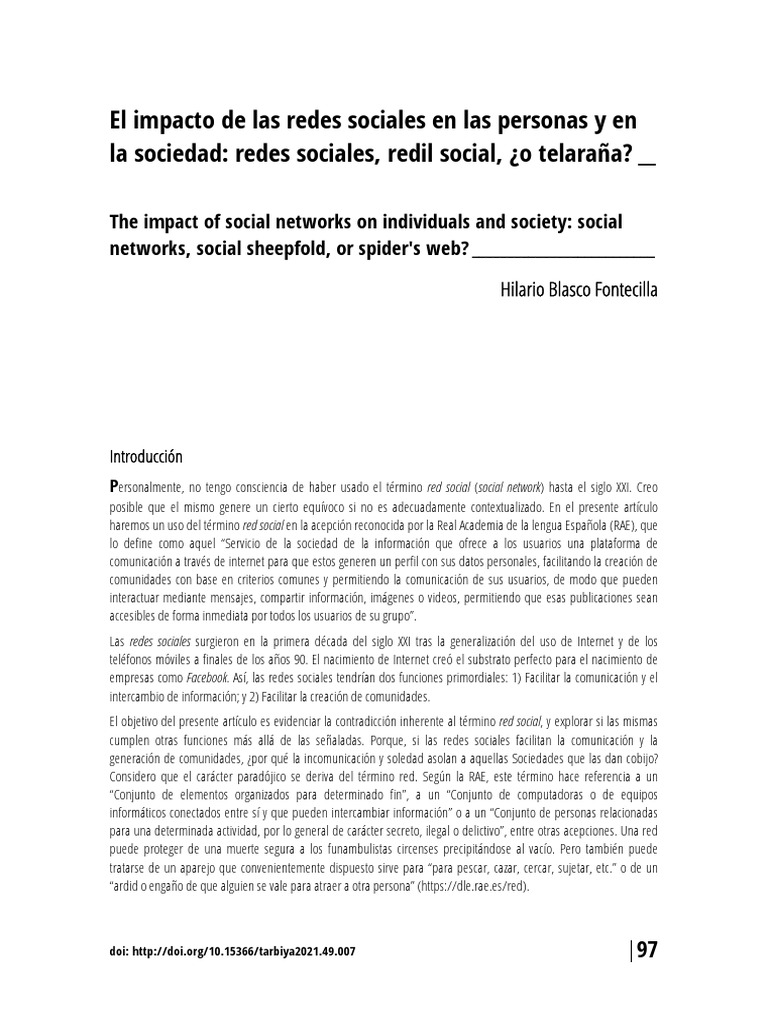 El Impacto de Las Redes Sociales en Las Personas y en La Sociedad ...