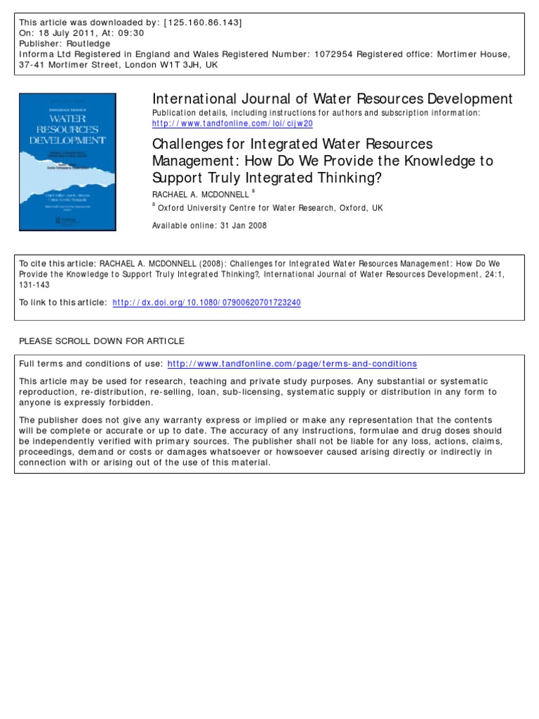International Journal of Water Resources Development | PDF | Geographic ...