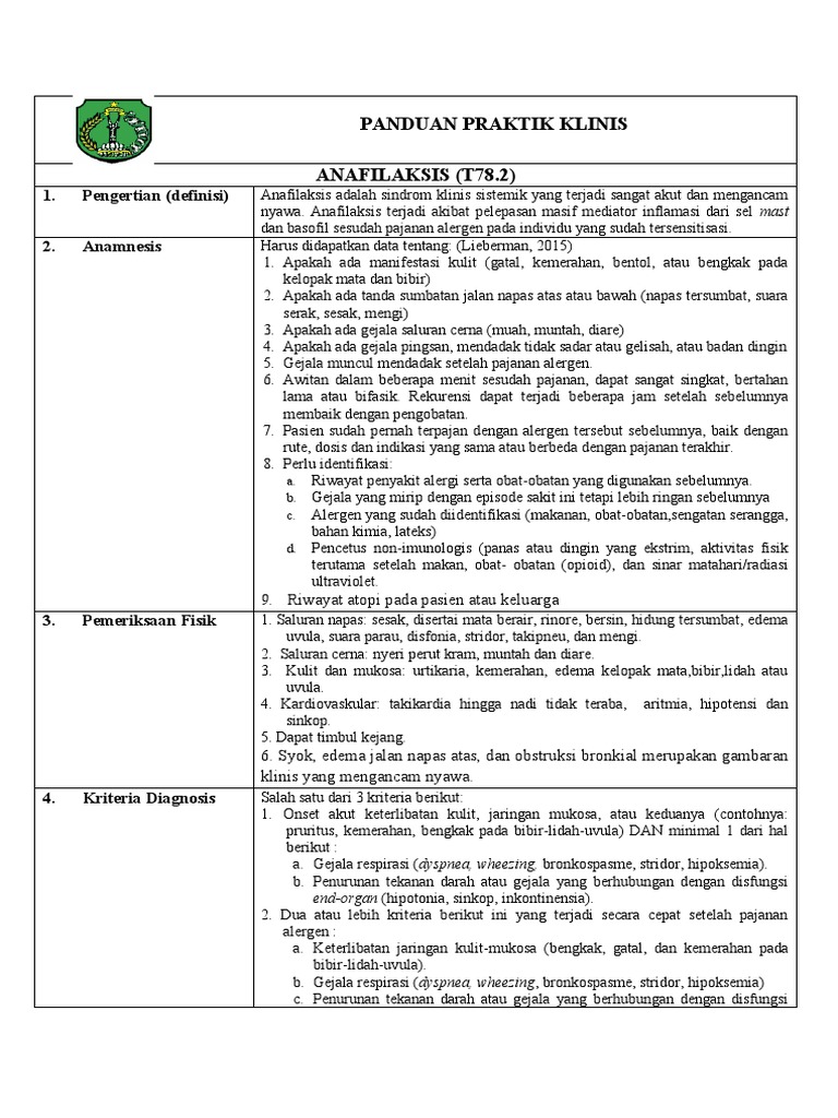 Panduan Diagnosa dan Penanganan Anafilaksis | PDF