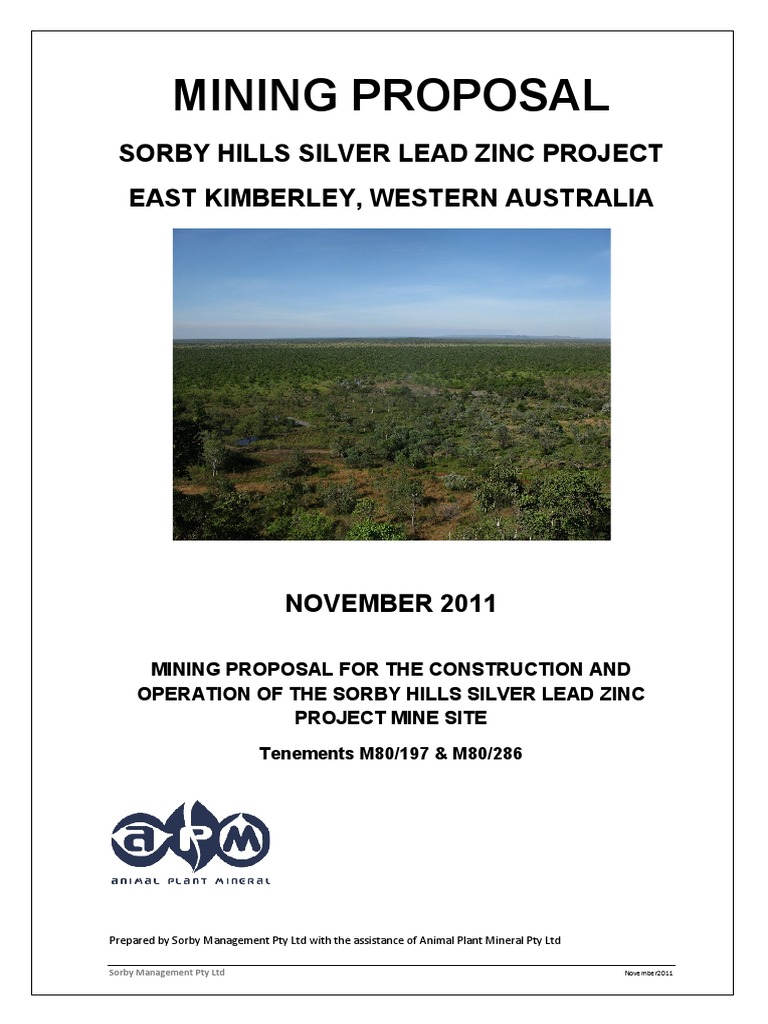 1920-Sorby Hills Mining Proposal Final With Figures FOR CD - Part1 | PDF | Mining | Mill (Grinding)