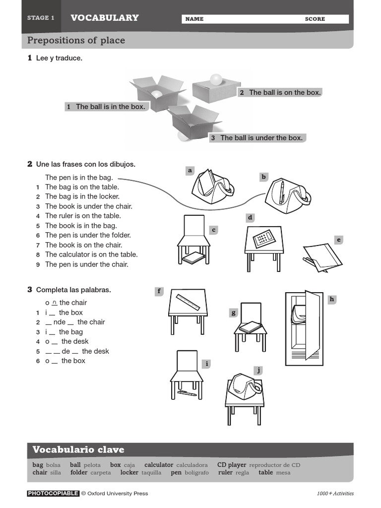 1 Stage - 1 - Prepositions - of - Place | PDF
