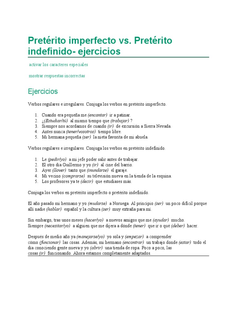 Pretérito Imperfecto Vs | PDF