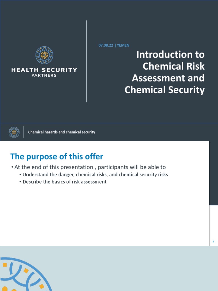 Introduction To Chemical Risk Assessment and Chemical Security - Bassam ...