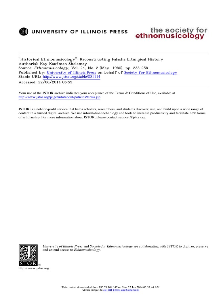 Historical Ethnomusicology - Reconstructing Falasha Liturgical History ...
