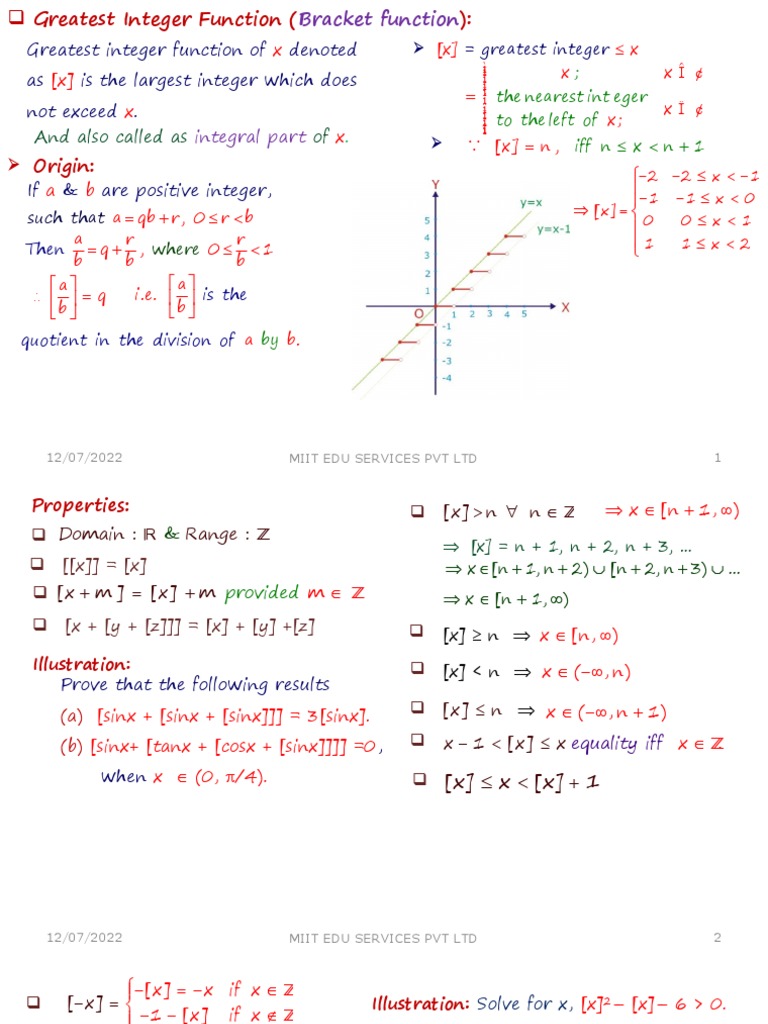 Greatest Integer Function Explained | PDF | Function (Mathematics ...