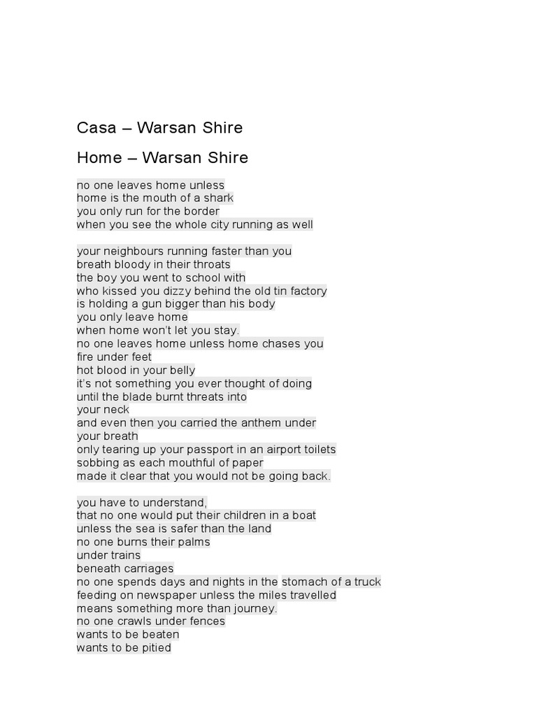 Casa - Warsan Shire | PDF