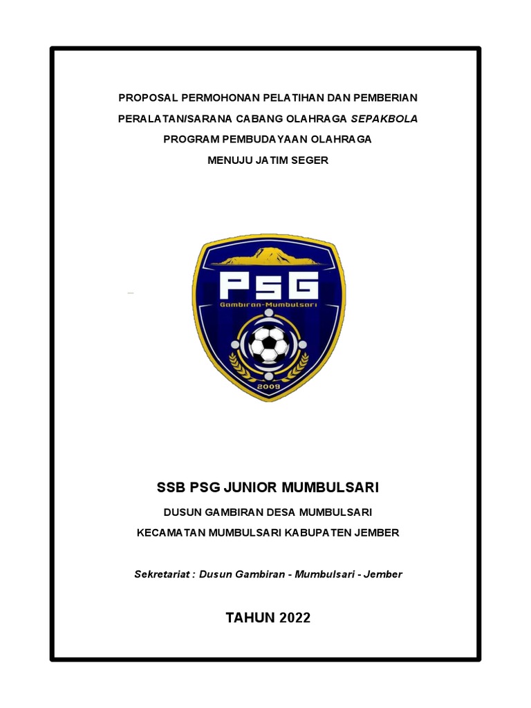 Proposal Permohonan Pelatihan Dan Pemberian PSG | PDF