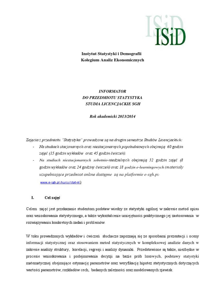 Informator Statystyka 2014 | PDF