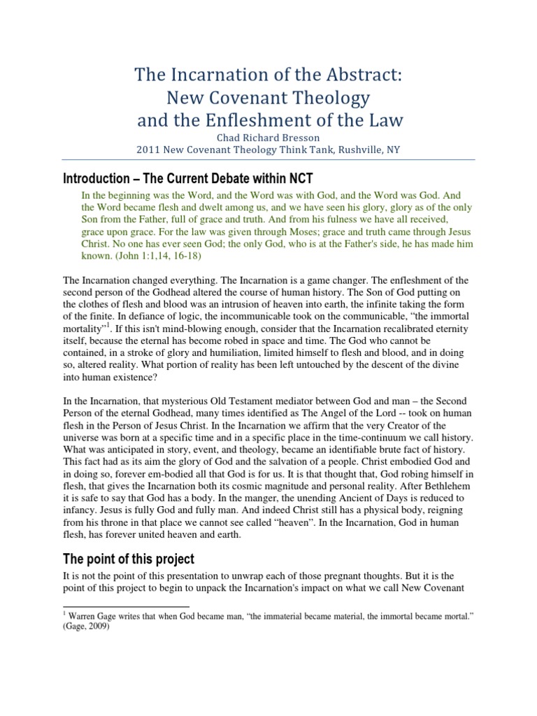 The Incarnation of The Abstract: New Covenant Theology and The ...