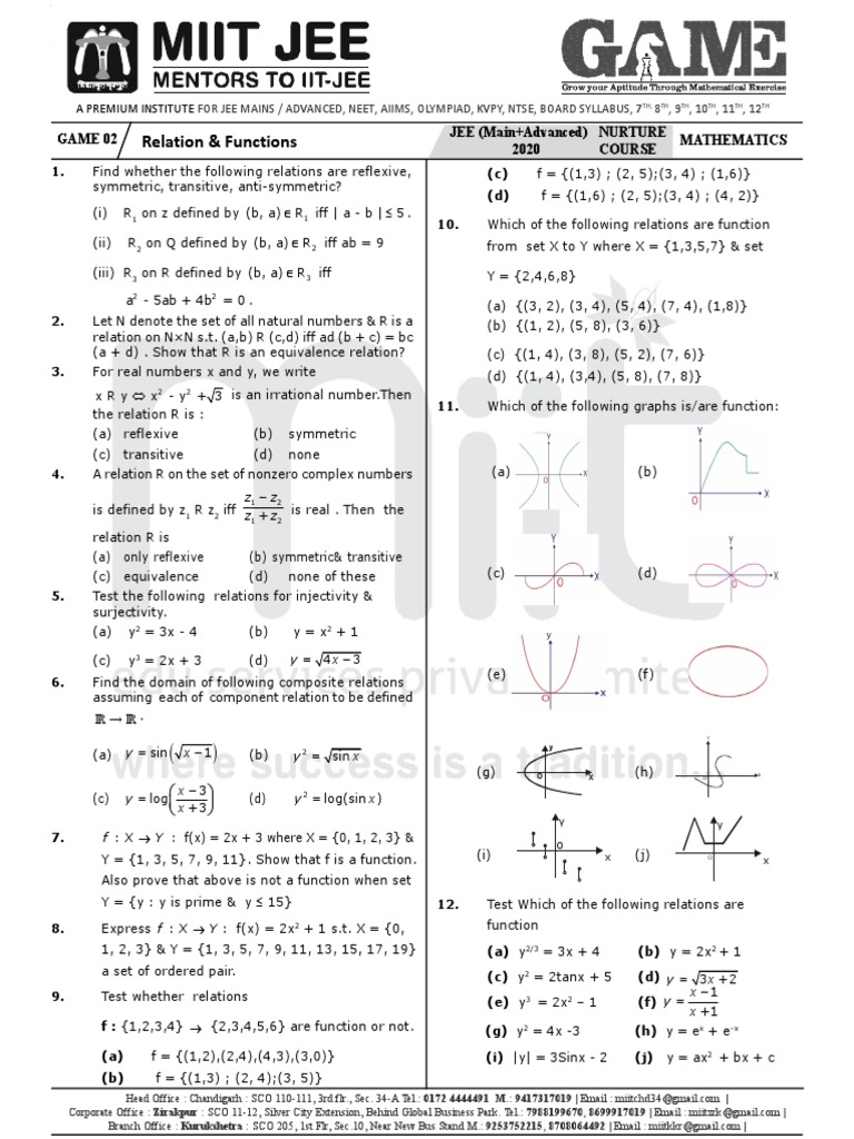 Relations And Functions Game 02 Pdf Function Mathematics Sphere