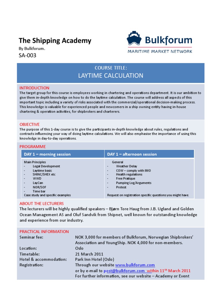 SA-003 Laytime Calculation | PDF | Business
