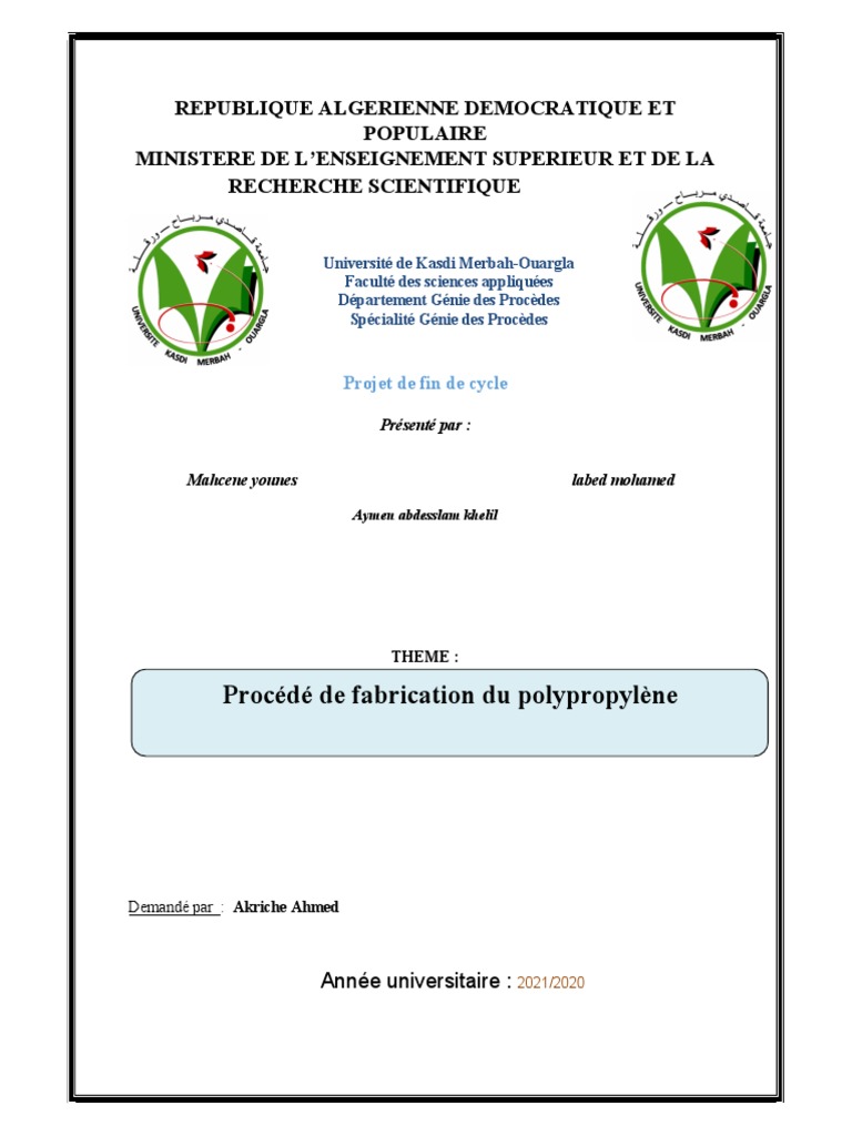 Fabrication et propriétés du polypropylène | PDF | Thermoplastique ...