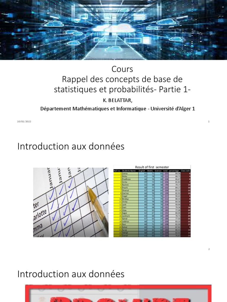 Cours2 - Partie 1-Rappels Sur Les Statistiques Univariées | PDF ...