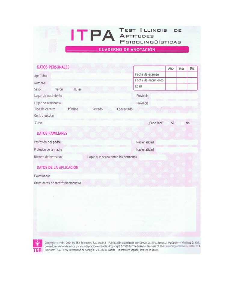 Cuaderno de Anotacion ITPA | PDF