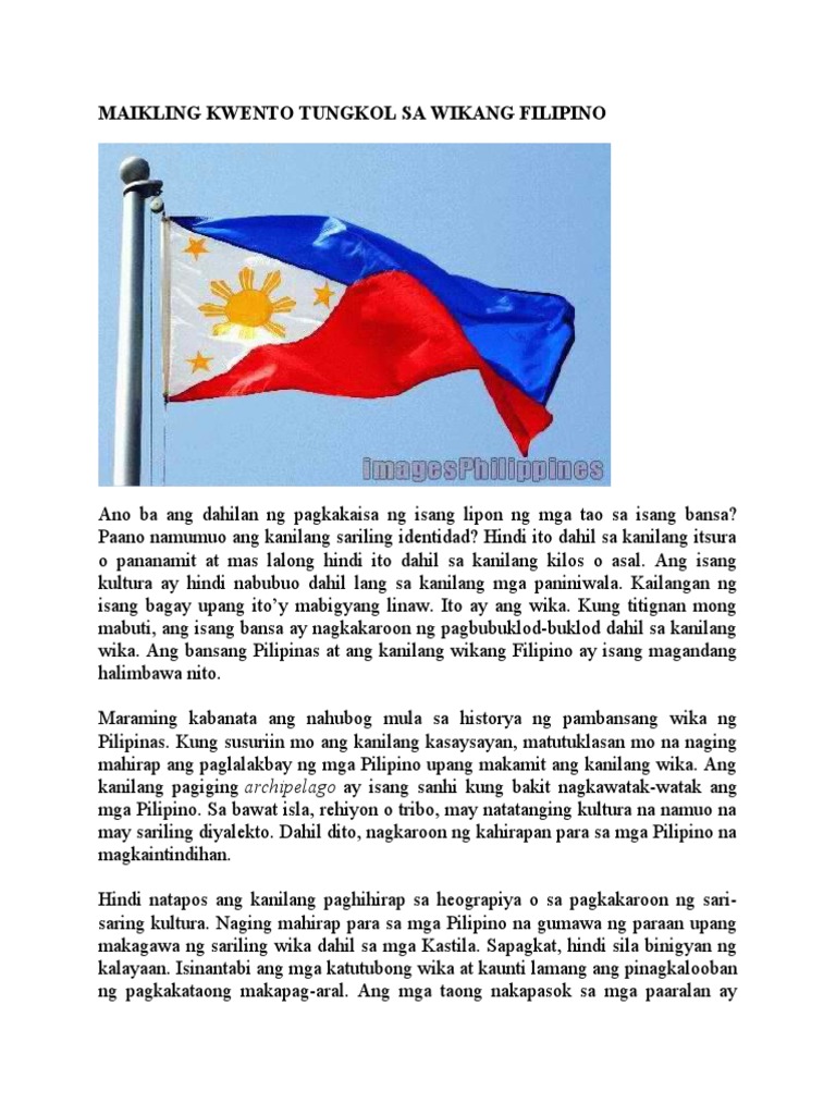 Maikling Kwento Tungkol Sa Wikang Filipino | PDF