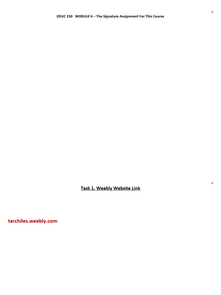 Educ 150 Signature Assignment Module 6 1 New | PDF | Teachers | Natural Environment