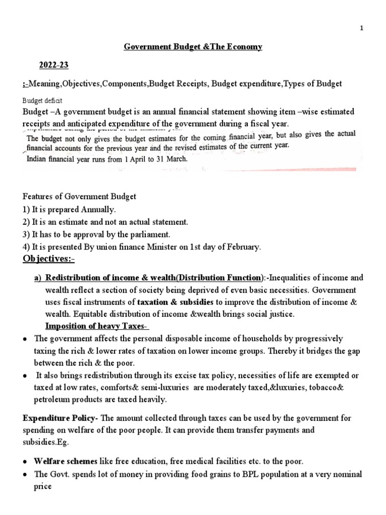 Budget Notes | PDF | Government Budget Balance | Taxes