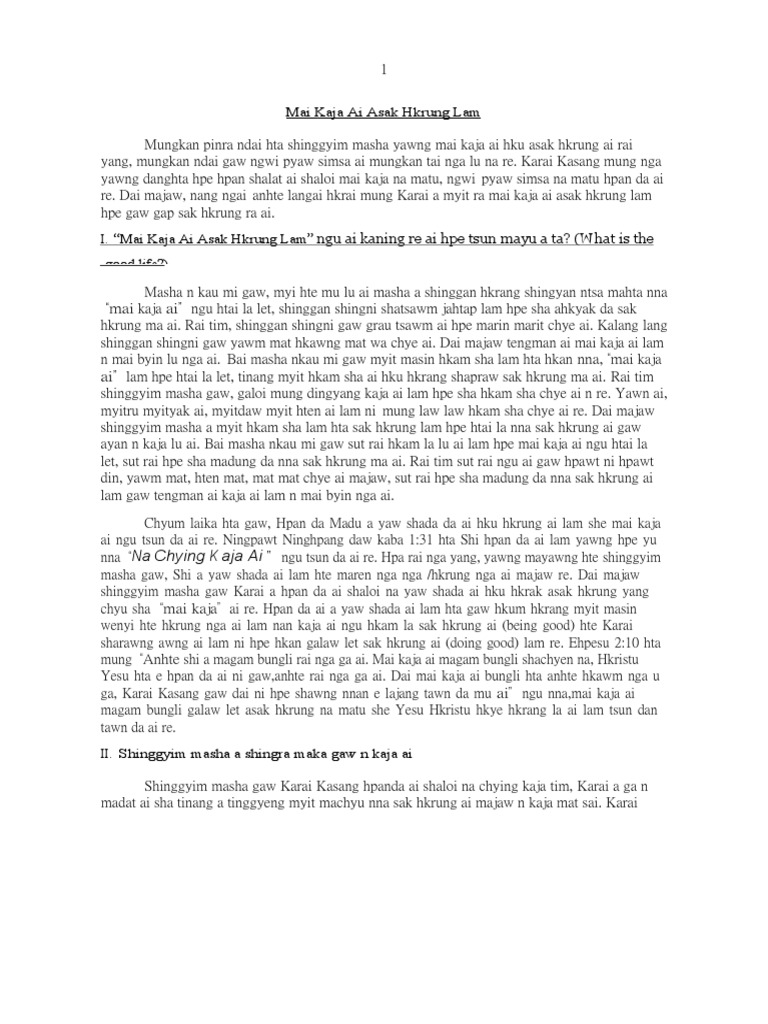 Mai Kaja Ai Asak Hkrung Lam | PDF