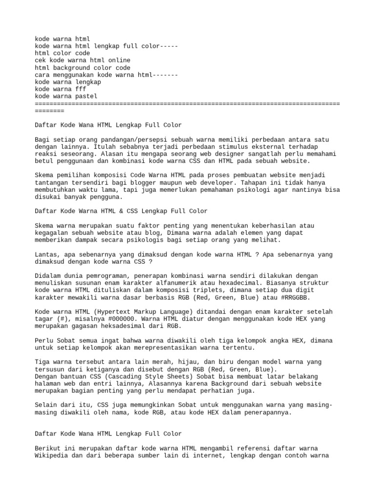 Kode Warna HTML | PDF
