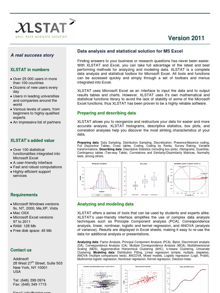 Brochure XLSTAT | PDF | Principal Component Analysis | Statistics