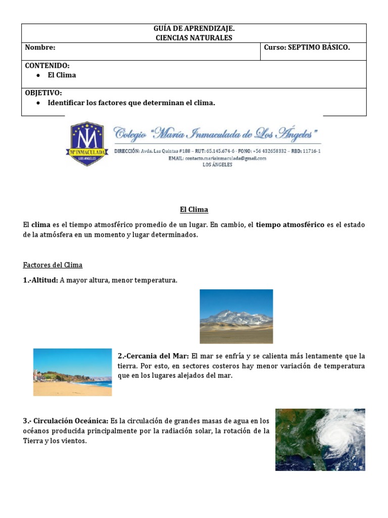 Guía 10 El Clima | PDF