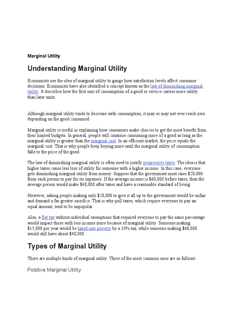 Marginal Utility Document | PDF | Marginal Utility | Utility