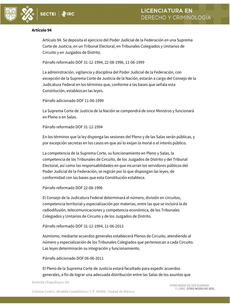 Articulo 94 | PDF | Instituciones sociales | Ley Pública