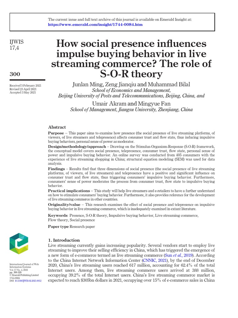 2 Social Presence Influences Impulse Buying Behaviour - Role of SOR ...