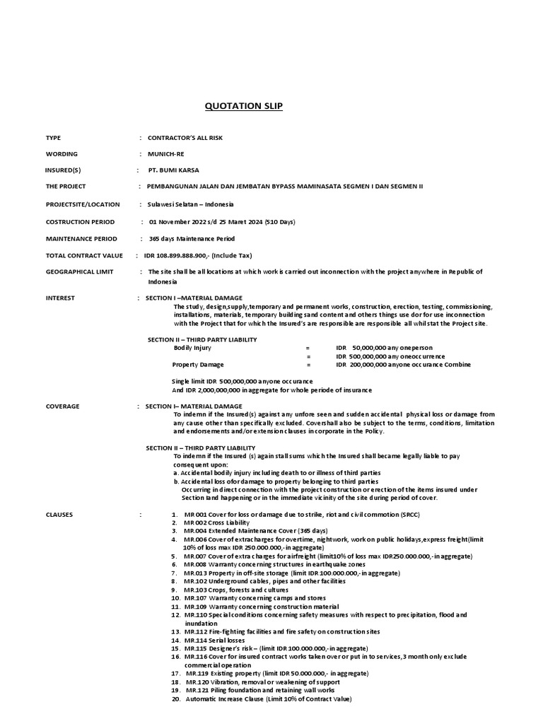 QS Pt. Bumi Karsa (Pembangunan Jalan Dan Jembatan Bypass Maminasata ...