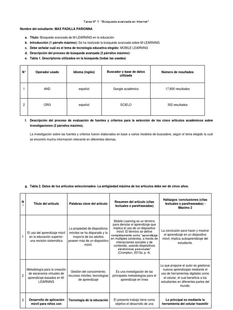 Búsqueda Avanzada en M-Learning | PDF | Software de la aplicacion ...