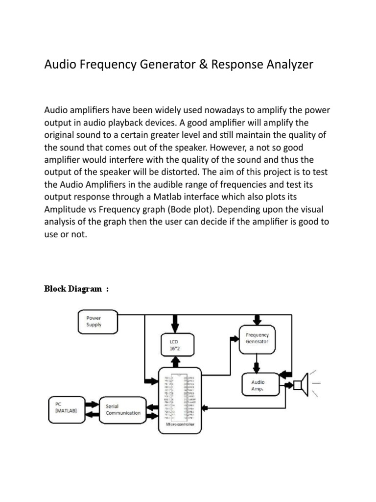 Audio Frequency Generator & Response Analyzer: Block Diagram | PDF