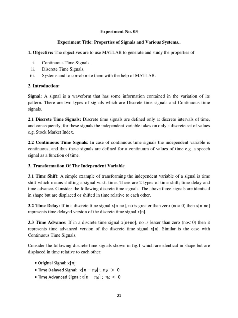Lab 03 Properties of Signals and Various Systems | PDF | Discrete Time And Continuous Time ...