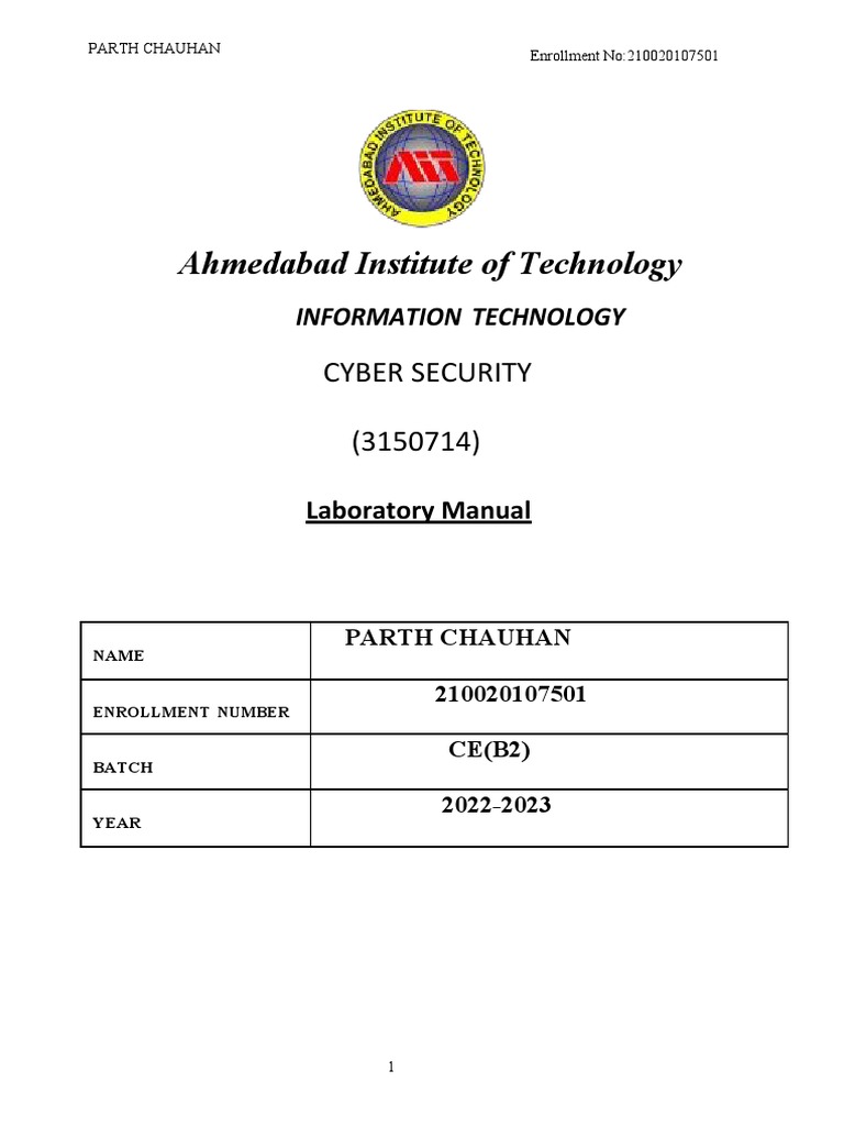 Cyber Security - 210020107501 Final | Download Free PDF | Denial Of Service Attack | Password