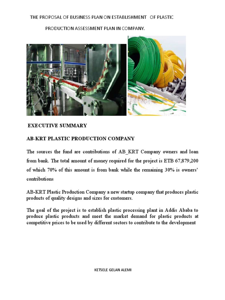 Business Plan for Plastic Production in Ethiopia | PDF | Duct (Flow ...