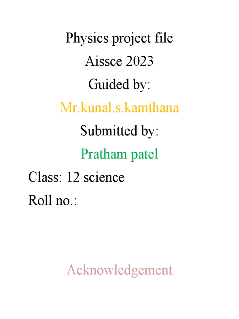 Physics Project File | PDF