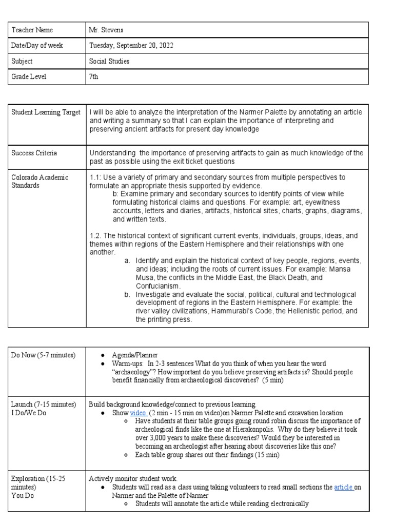 Egypt Old Kingdom Lesson Plan | PDF | Archaeology | Artifact (Archaeology)