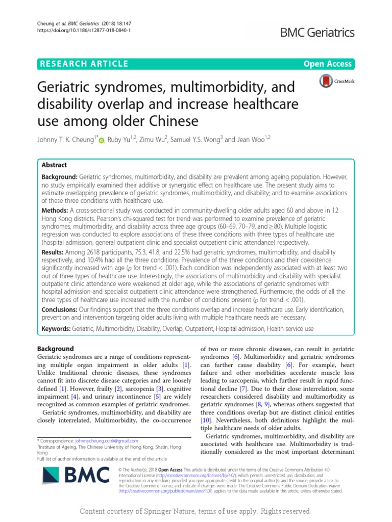 Geriatric Syndromes Multimorbidity and Disability | PDF | Geriatrics ...