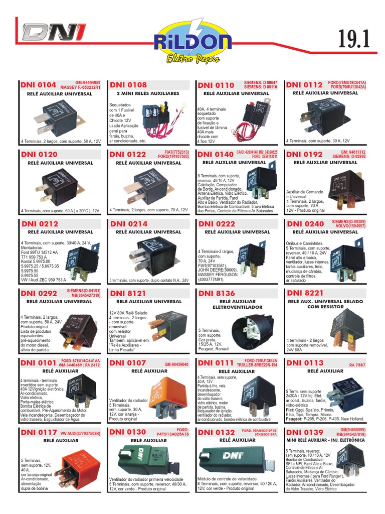 Dni-Catalogo de Reles | PDF | Relé | Ar condicionado