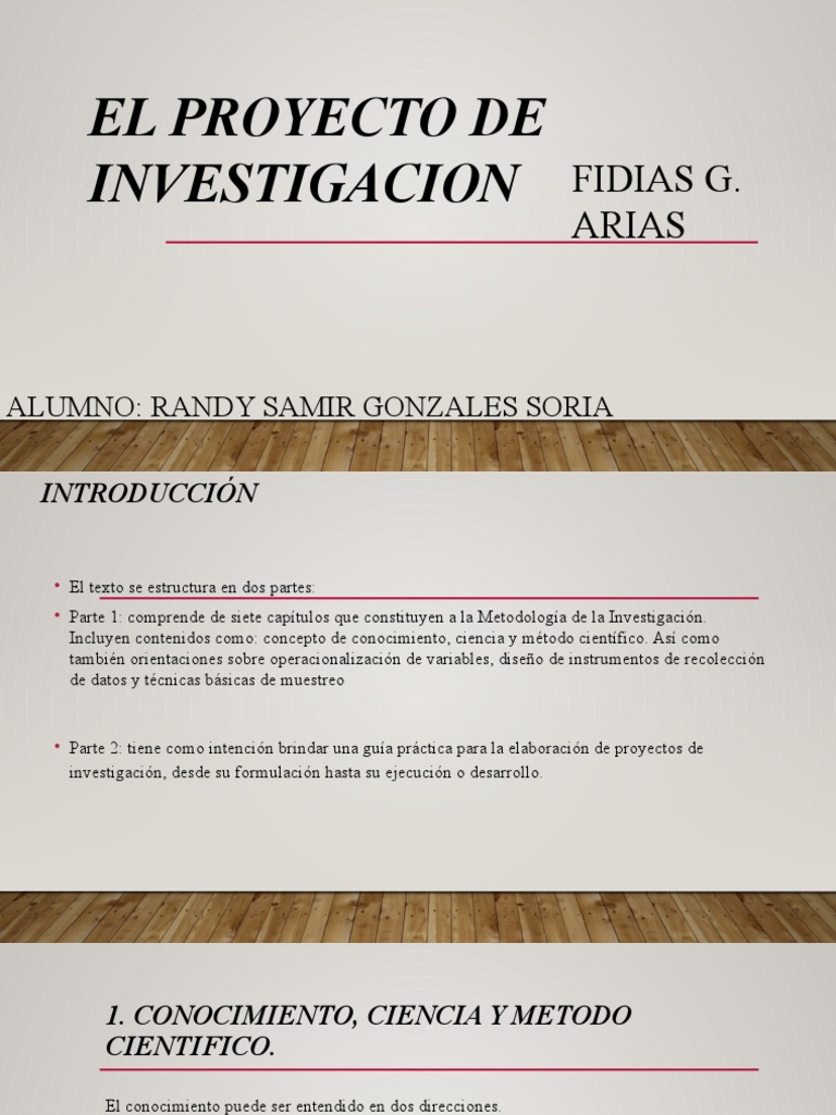 El Proyecto de Investigacion de Fidias G. Arias | PDF | Conocimiento ...