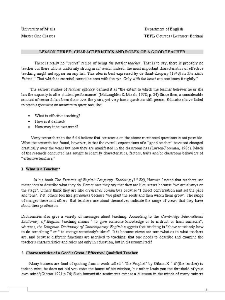 TEFL - Lesson 3 | PDF | Teachers | Teaching Method