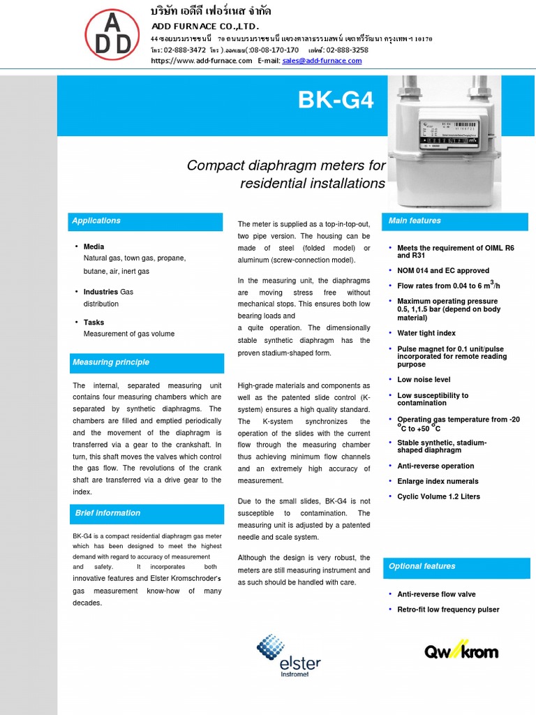 BK g4 Gas Meter Manual | PDF | Manufactured Goods | Mechanical Engineering