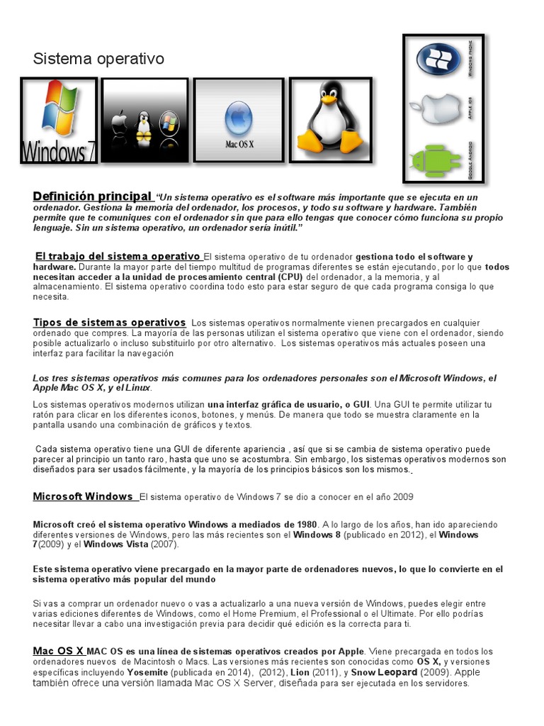 Sistema Operativo Computación | PDF | Windows 8 | Microsoft Windows