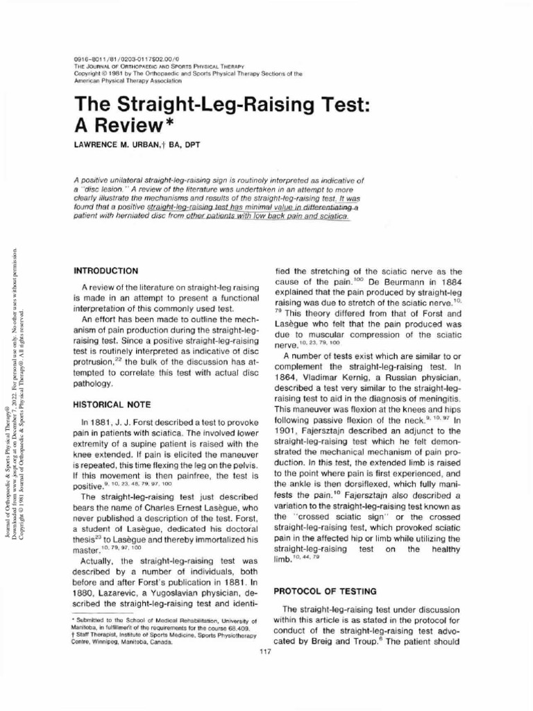 SLR Test Dan Bragard | PDF | Vertebra | Vertebral Column