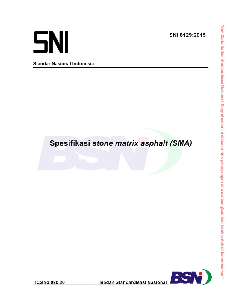 SNI-8129-2015 - Spesifikasi Stone Matrix Asphalt (SMA) | PDF
