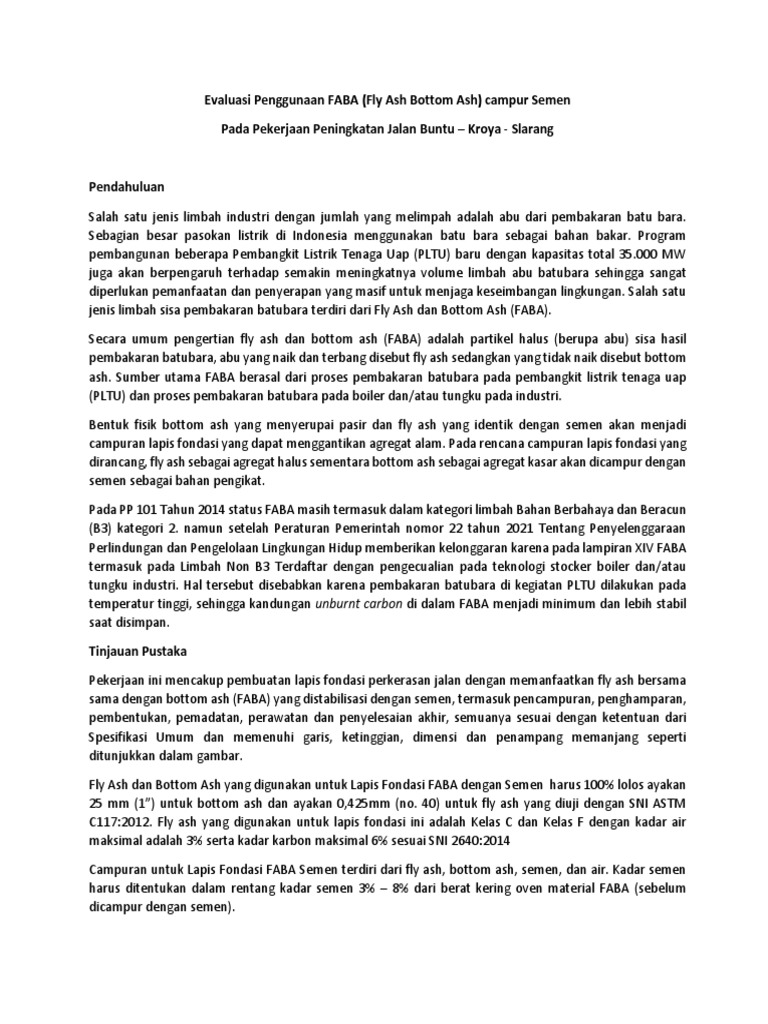 OPTIMIZING THE USE OF FLY ASH AND BOTTOM ASH (FABA) MIXTURE IN CEMENT FOR IMPROVING RURAL ROADS ...