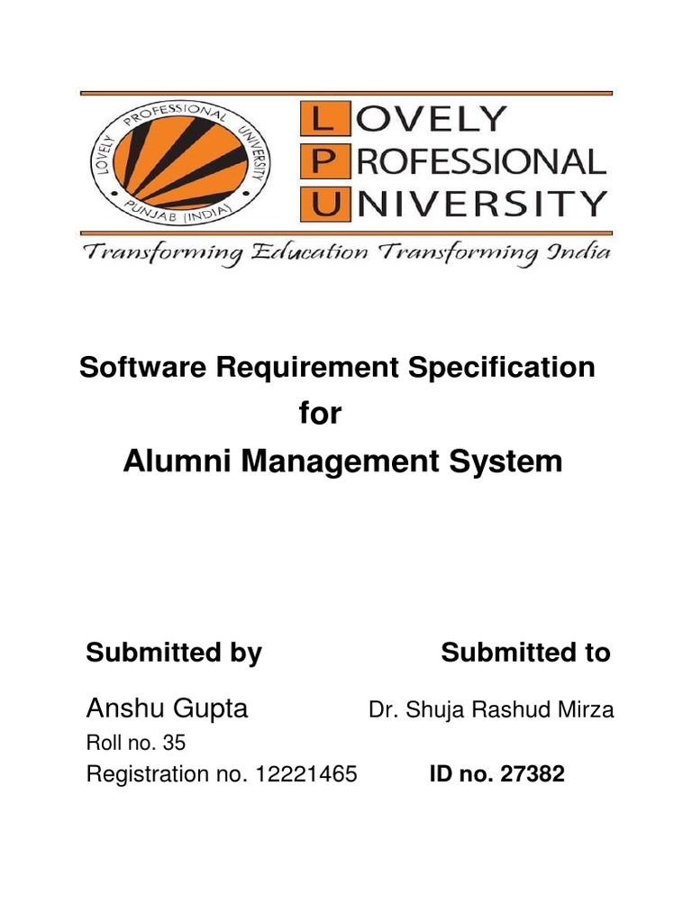 For Alumni Management System: Software Requirement Specification | PDF | Use Case | Databases