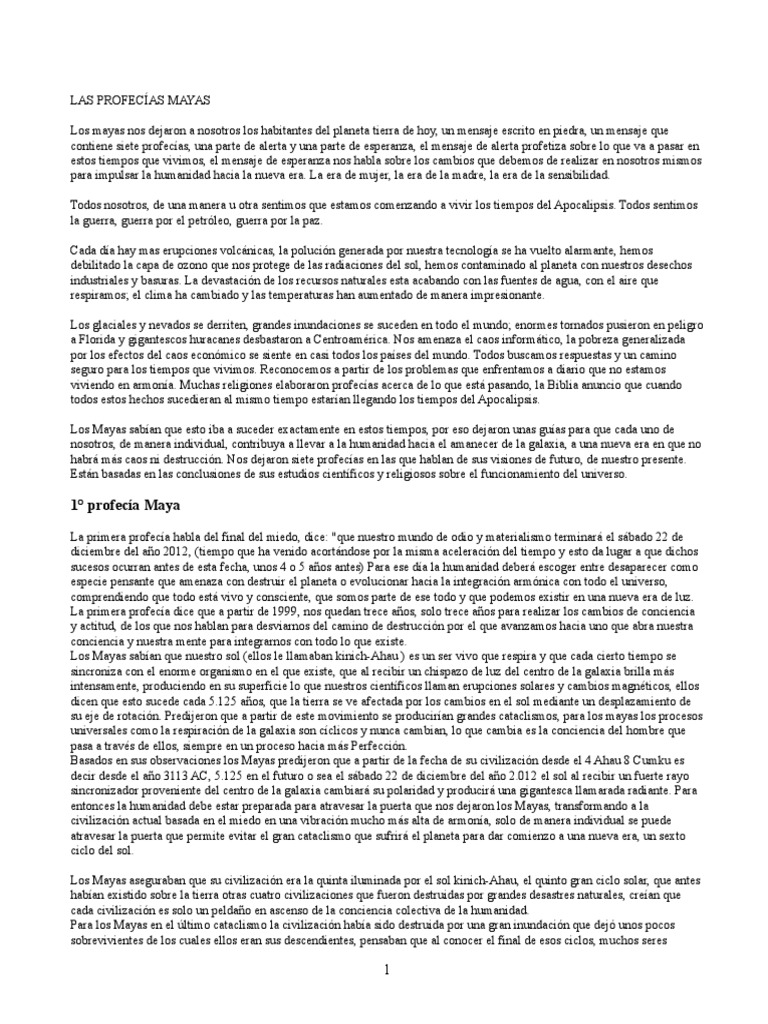 Las Profecías Mayas | PDF | Tierra | Agua
