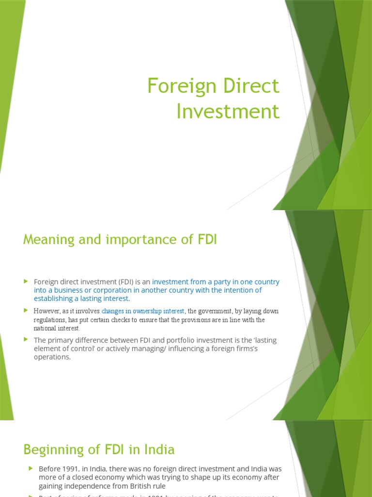 Understanding Foreign Direct Investment in India | PDF | Foreign Direct ...