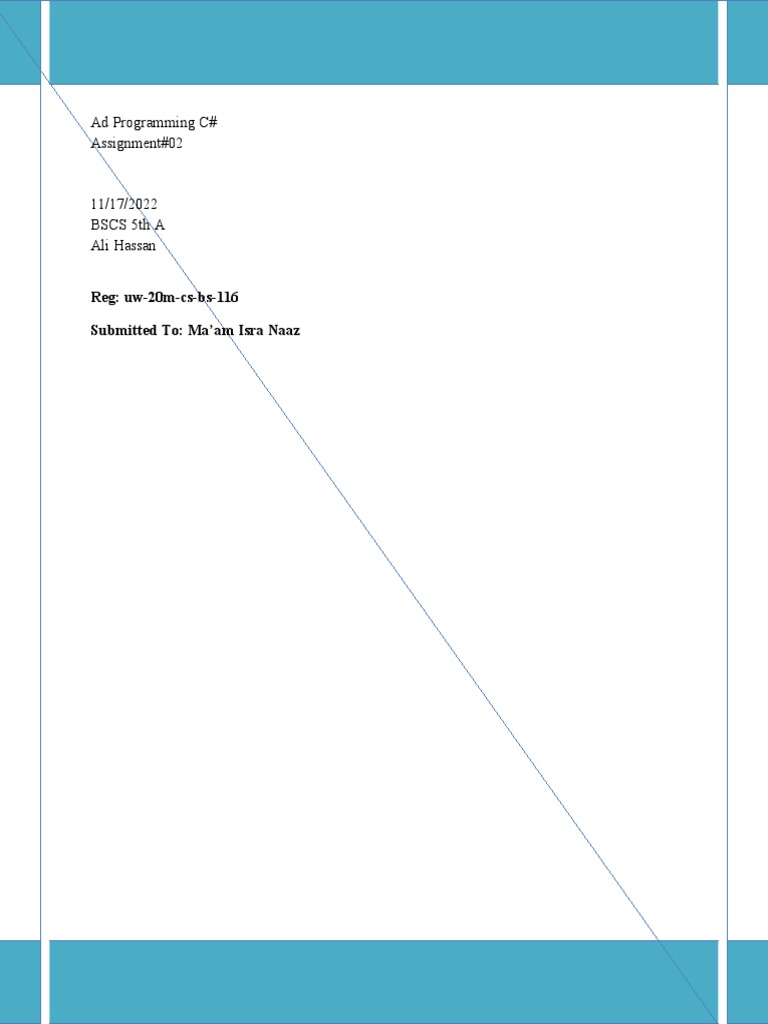 Assignment#02 (C#-116) | PDF | Computer Engineering | Object Oriented ...